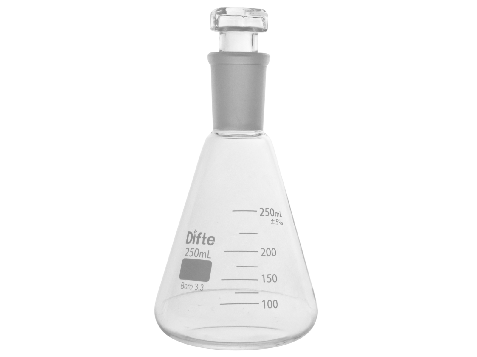 MATRAZ ERLENMEYER DE VIDRIO, CON TAPÓN ESMERILADO, JUNTA 24/40 250 ML ...