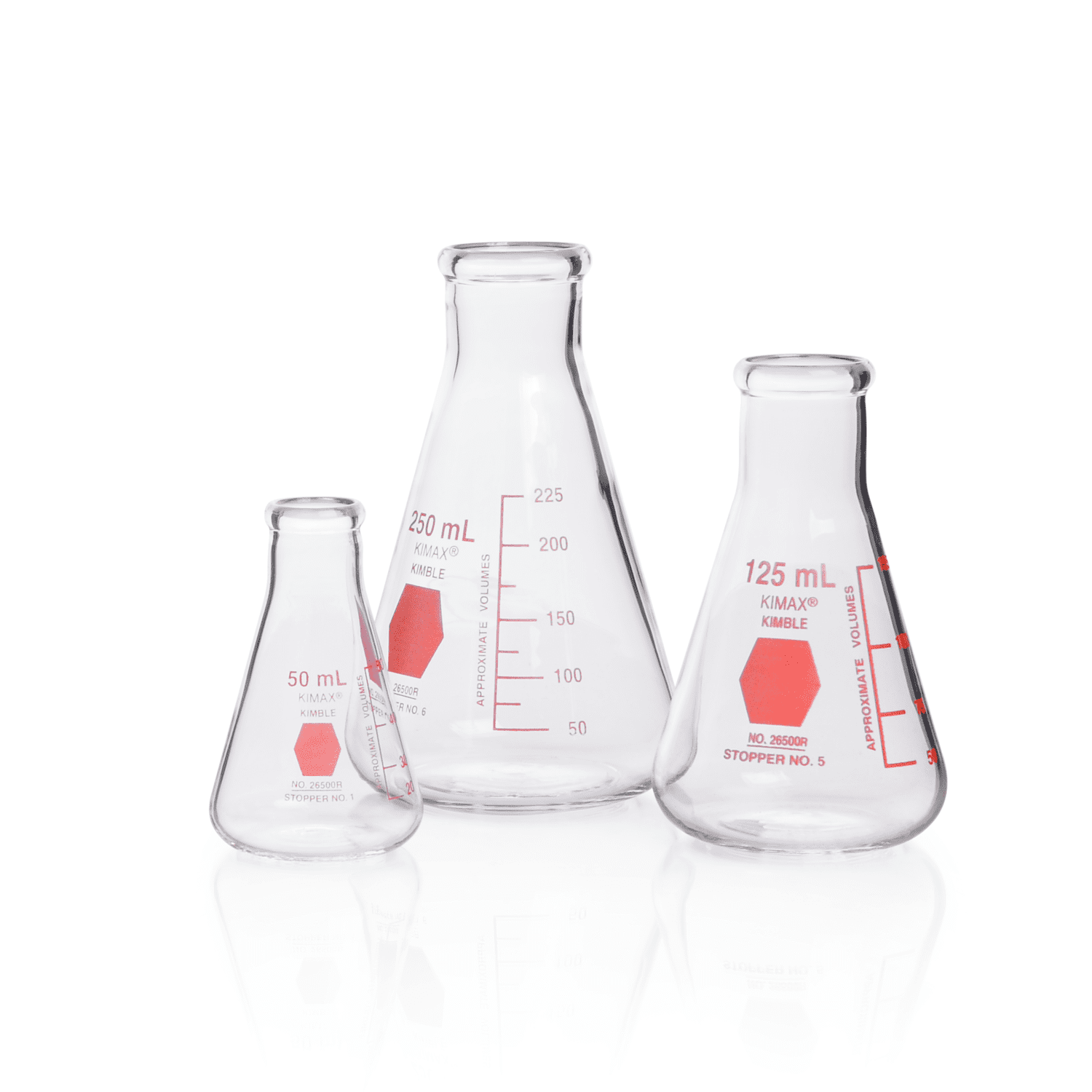 MATRAZ ERLENMEYER DECORADO EN ROJO GRADUADO 125 ML. – COCISA