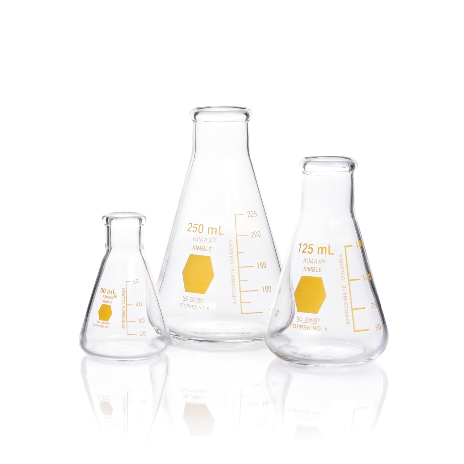 MATRAZ ERLENMEYER DECORADO EN AMARILLO GRADUADO 125 ML. – COCISA
